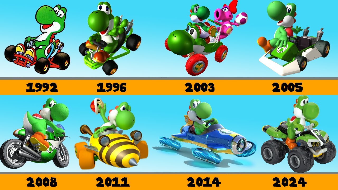 Evolution of Yoshi in Mario Kart Games (1992-2024) - YouTube