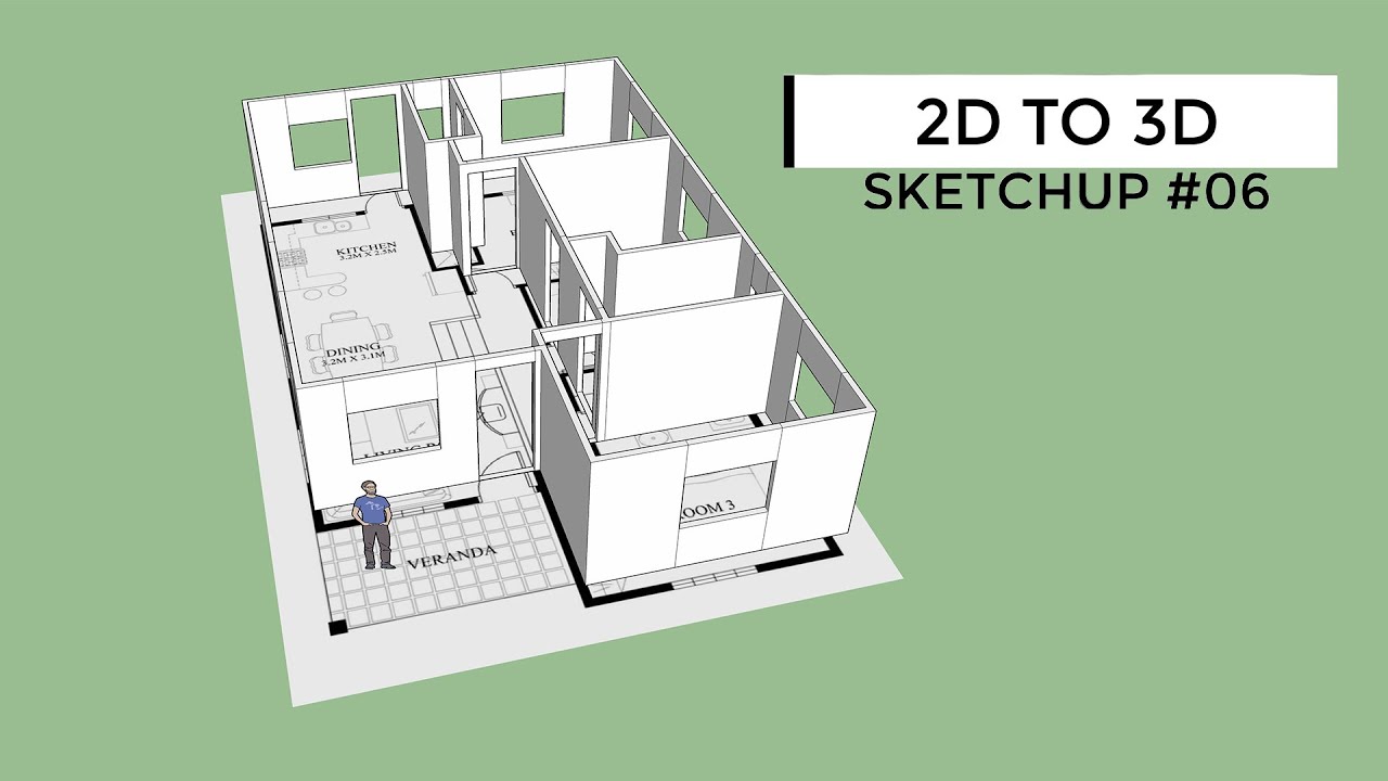 Floor plan to 3d google sketchup (part 1) - YouTube
