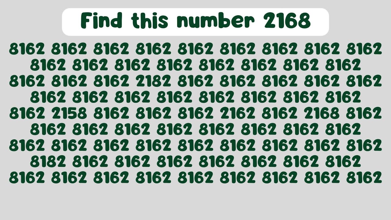 Test Your Eyes With This Hidden Number 2168 Challenge - YouTube