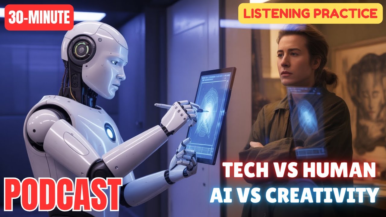 Podcast: AI vs Creativity & Tech vs Human || Advanced English Listening Practice - YouTube