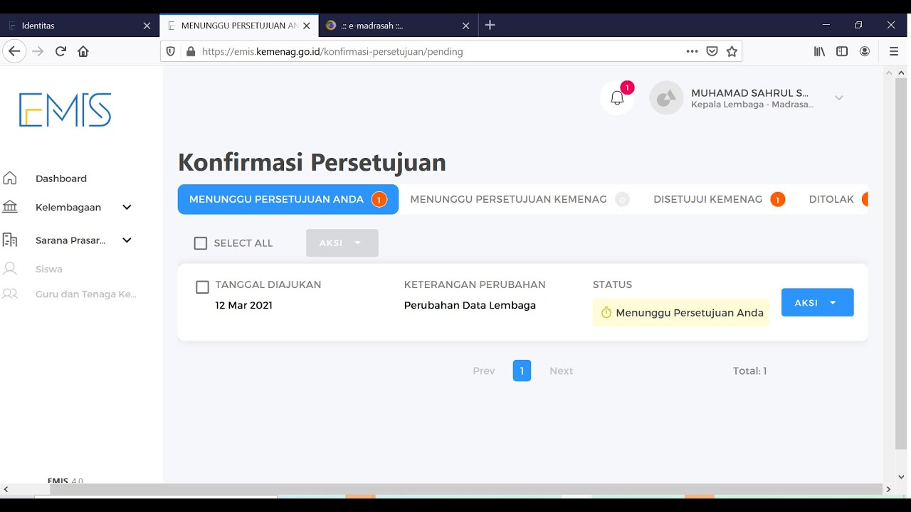 CARA EDIT DATA ALAMAT LEMBAGA EMIS 4 | KONFIRMASI PERUBAHAN DATA DIAKUN ...