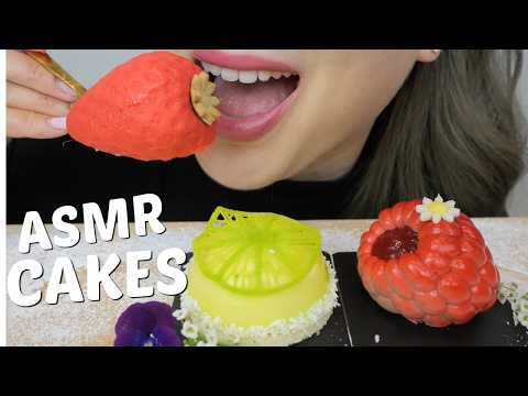 ASMR *Strawberry, Lime and Raspberry Mousse Cakes Soft Relaxing Eating Sounds | N.E Let's Eat