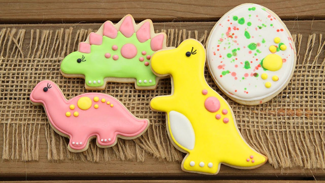 How to make Dinosaurs Cookies - Colorful Cookies Decorating Tutorials ...