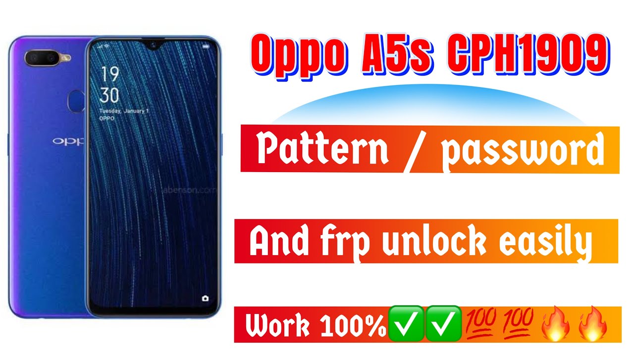 Oppo A5S /CPH1909 password and pattern reset and also frp lock remove ...