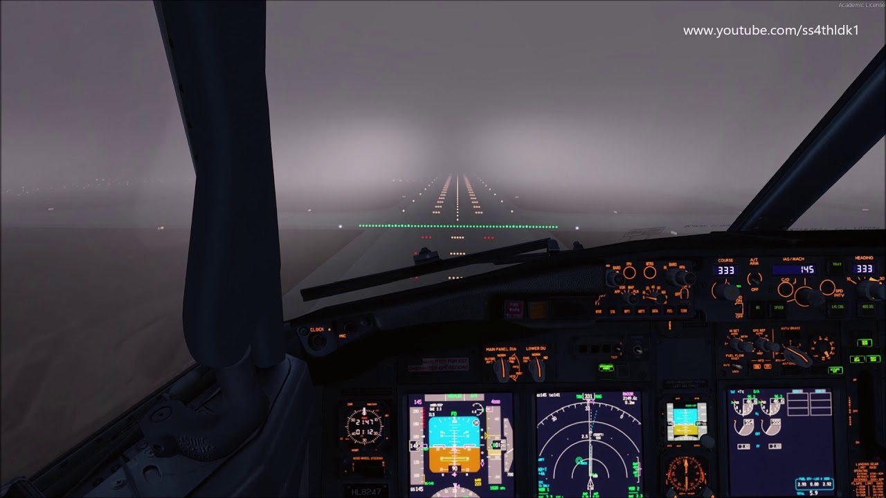 P3D v4.4 PMDG 737 Low visibility landing at Incheon d/t Chinese micro dust with ezdok v3 - YouTube