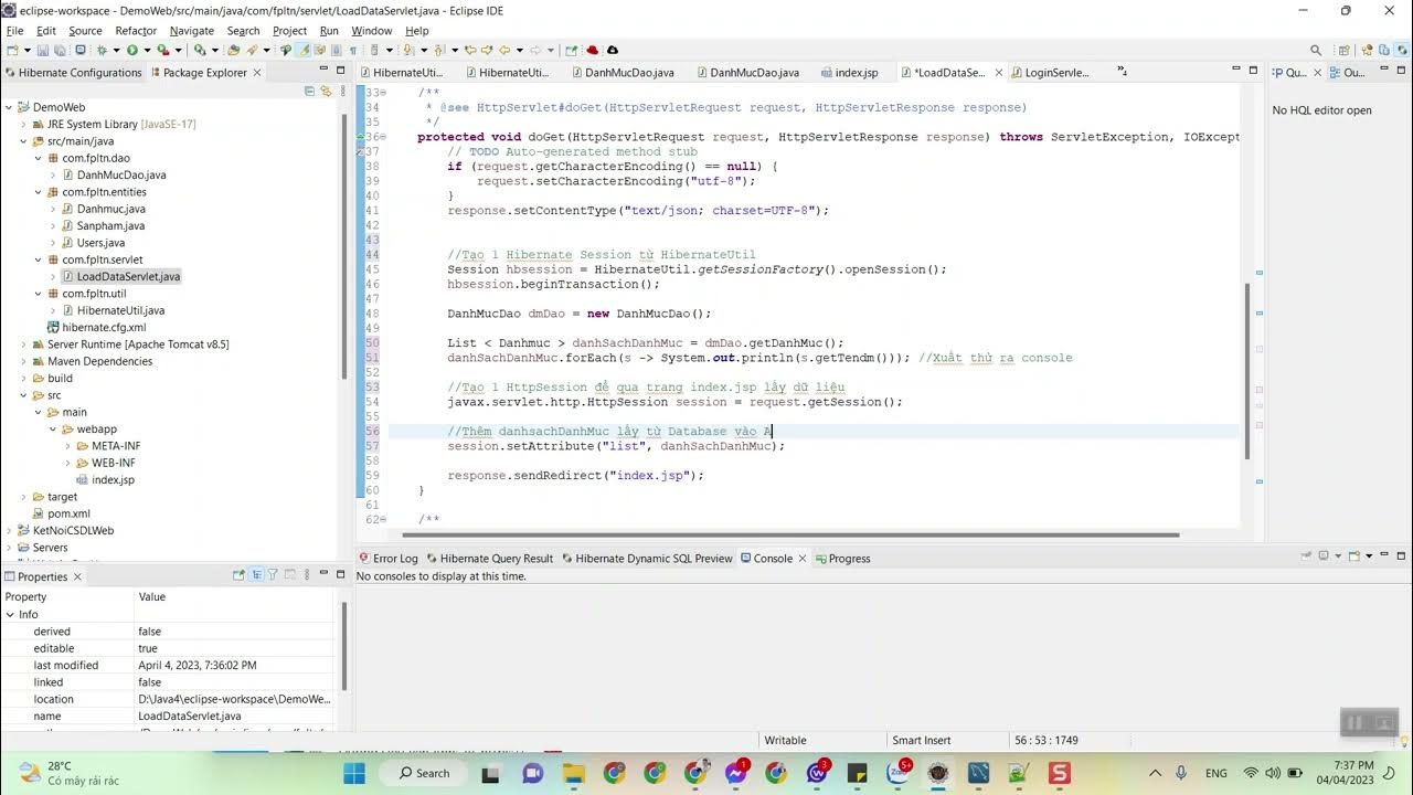 Kết nối cơ sở dữ liệu My SQL sử dụng Hibernate Load Data lên Website Phần 3 - YouTube