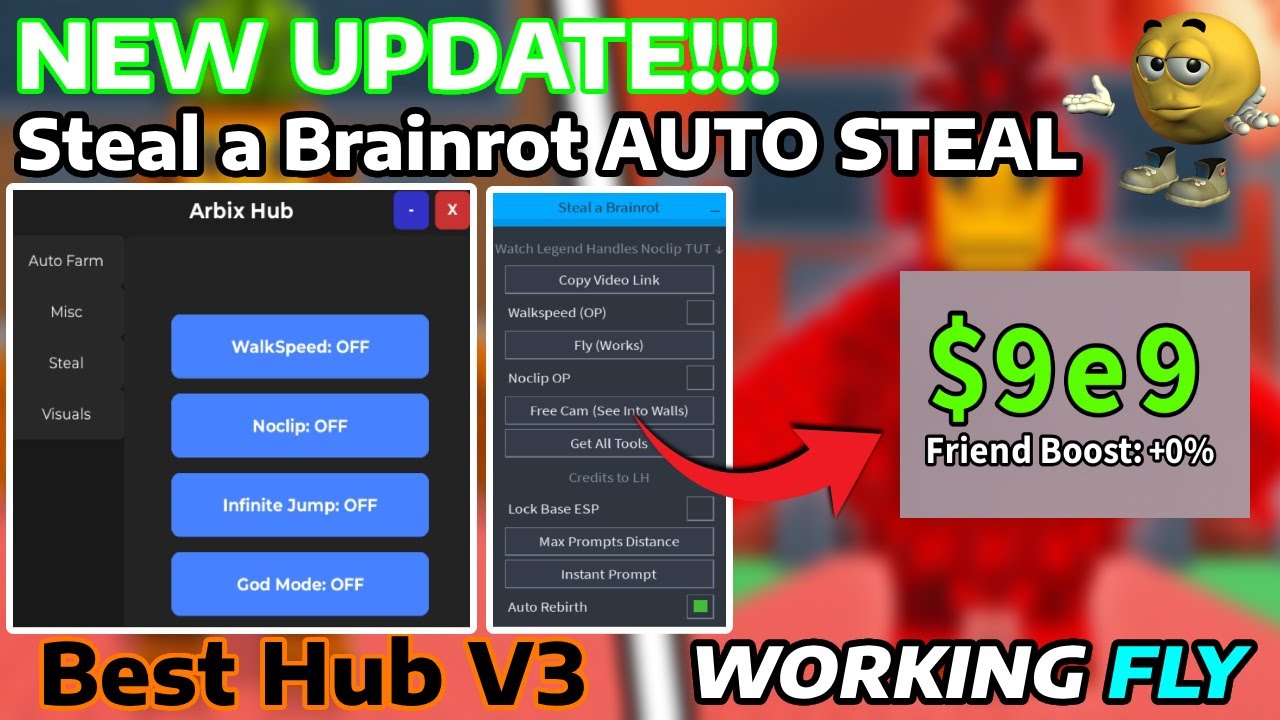 Steal a Brainrot Script GUI Hack | Working Dupe, Noclip, Instant Steal ...