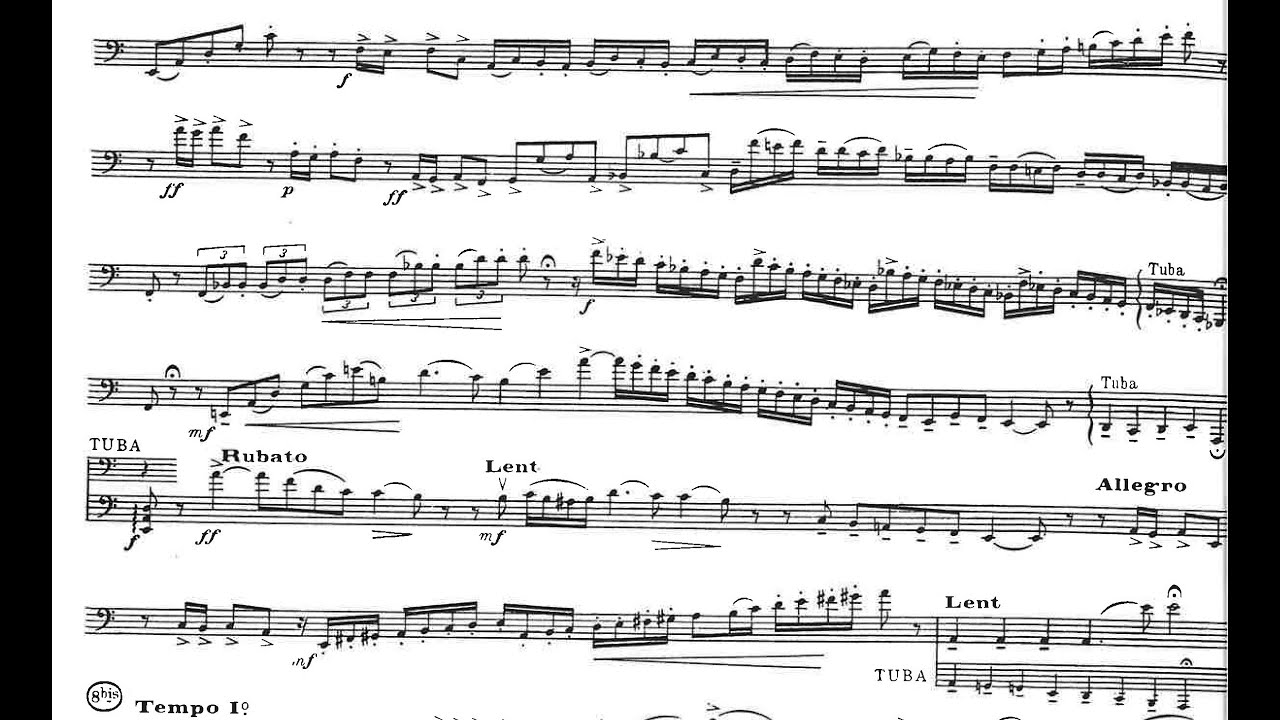 Eugène Bozza - Prelude et Allegro for Bass Trombone and Piano (1953) [Score-Video] - YouTube