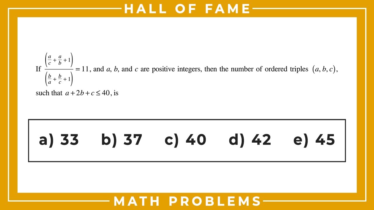 Hall of Fame, Math Contest Problems | Video 3 - YouTube