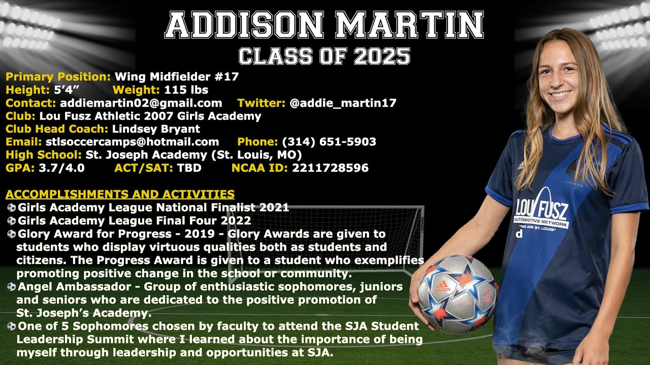 Addison Martin - Soccer College Recruitment Video (Class of 2025) - YouTube