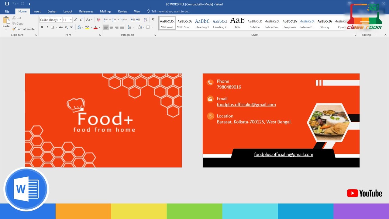 Modern Business Card Design in Ms Word 2020 | Make Visiting Card Design ...