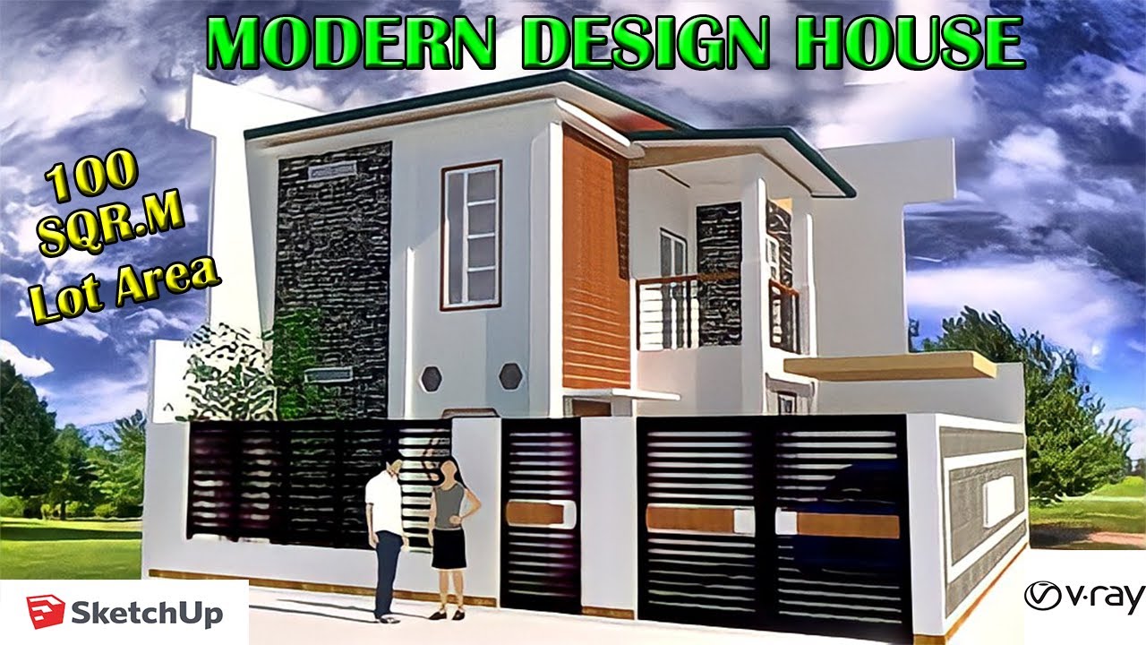 100 sqr. M total Lot Area || SKETCHUP x V.RAY || Modern Design House ...