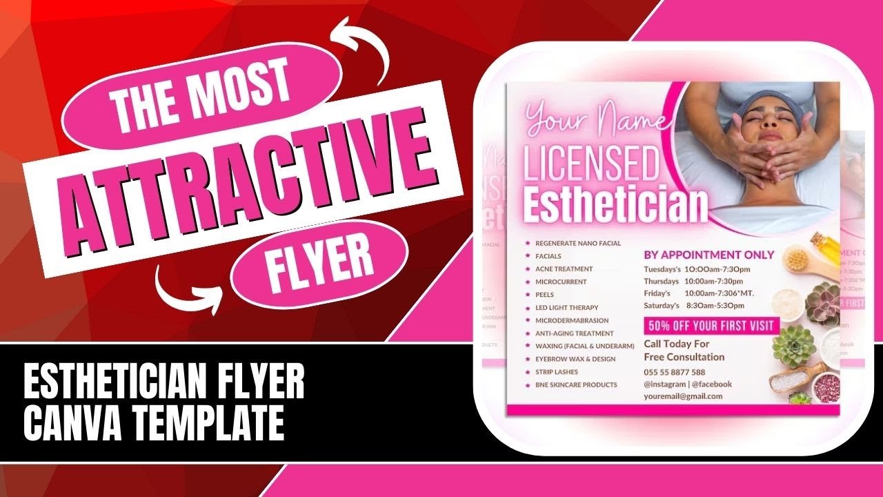 Esthetician Flyer, Canva Template. - YouTube