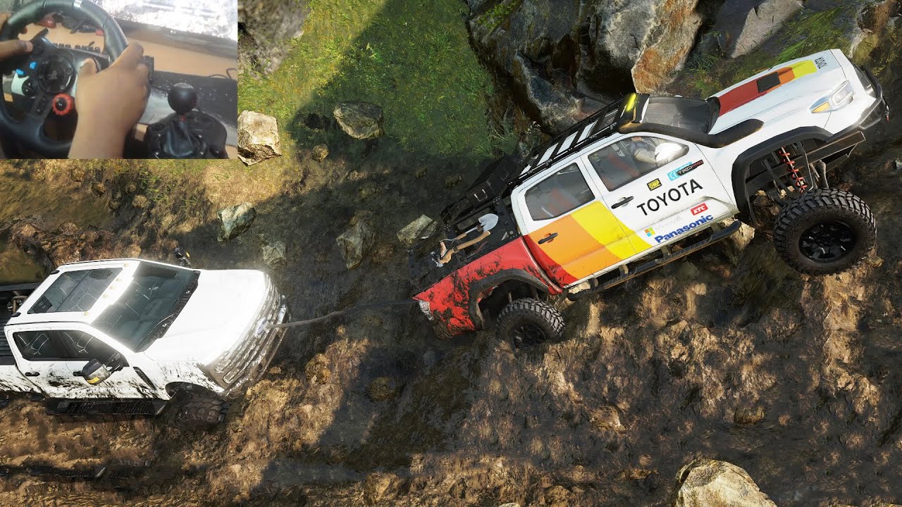 Toyota Tacoma Rescues Ford F350 E01 SnowRunner Trails Map Logitech G29 ...