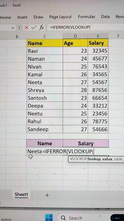 IFERROR + VLOOKUP Function In Excel 💯 | Excel For Beginners🔥 #shorts #excelformula #tricks # ...