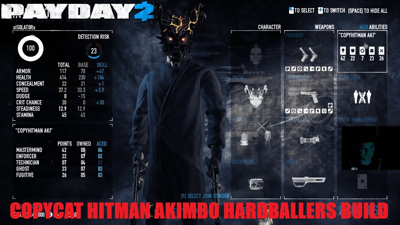 Payday 2 copycat hitman x3 hardballers crit deathwish build - YouTube