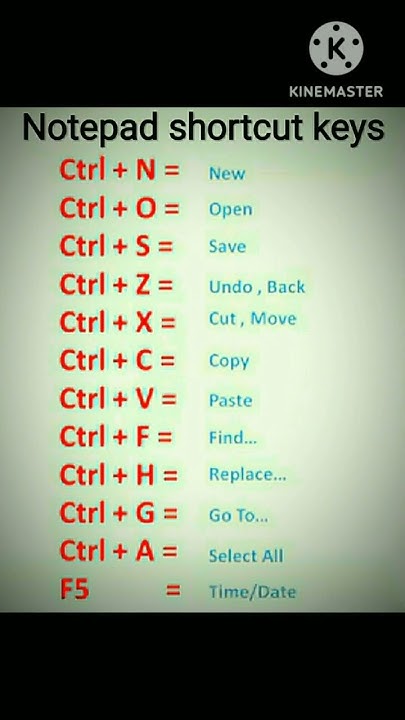 Notepad Shortcut Keys Youtube