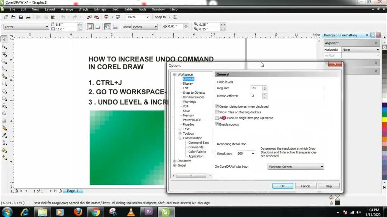 How to Increase Undo Command in Coreldraw - YouTube