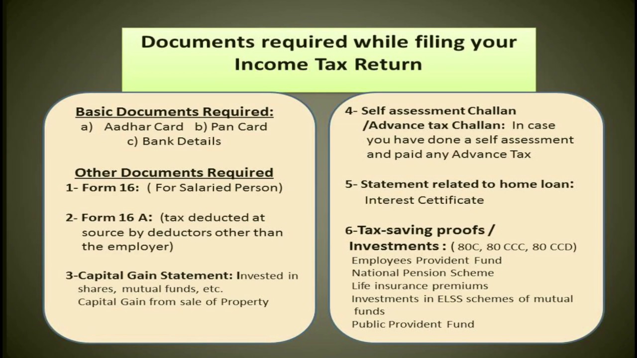 Documents Required For Income Tax Return Filing | Law Solutions - YouTube