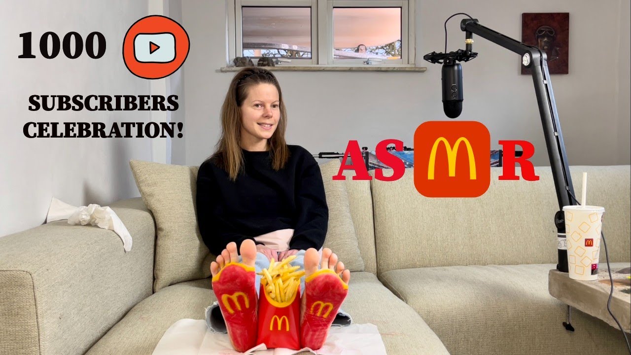 ASMR EATING MCDONALDS FRIES | 1K CELEBRATION | FOOD FEET PRANK - YouTube
