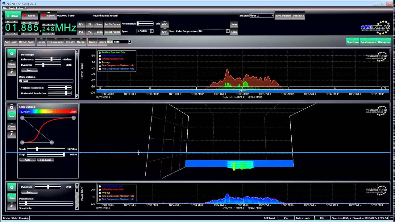 Aaronia RTSA Suite Realtime Spectrum Analyzer Software Demo3 - YouTube