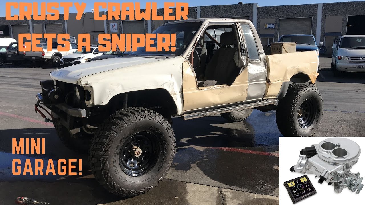 Mini Garage! Crusty Crawler gets a Holley Sniper! How-to - YouTube