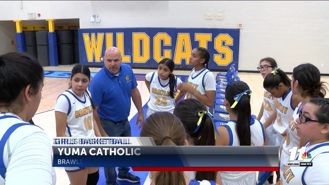 Yuma Catholic girls basketball blows out Brawley - YouTube