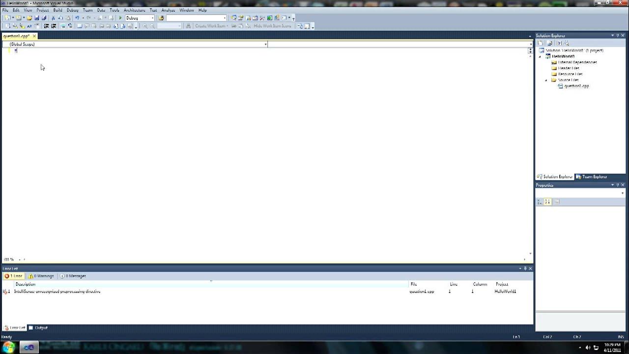 C Programming 1 (Hello World) - Visual Studio 2010 - YouTube