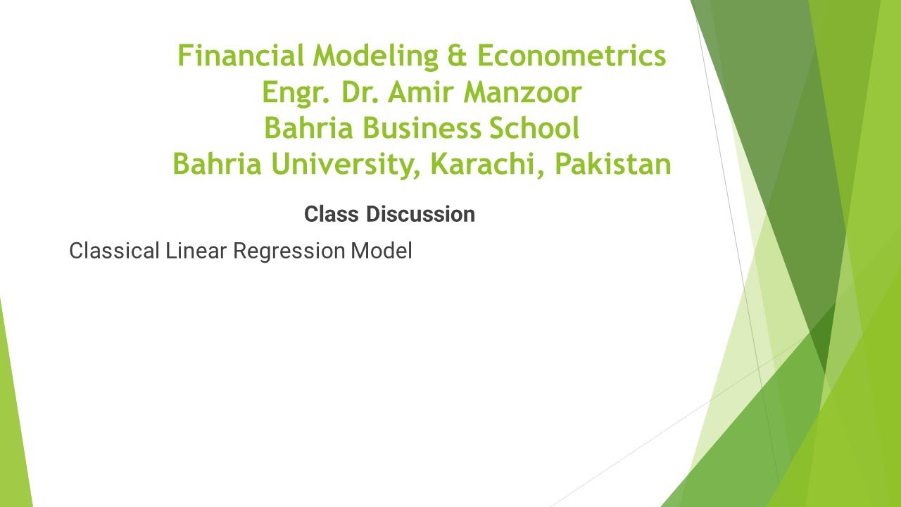 Classical Linear Regression Model-Class Lecture - YouTube