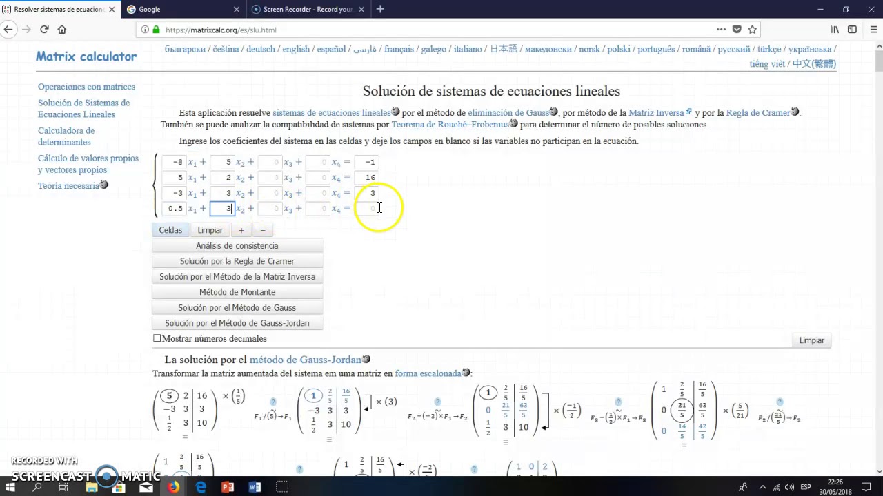Sistema de Ecuaciones con Matrix Calculator y Desmos - YouTube