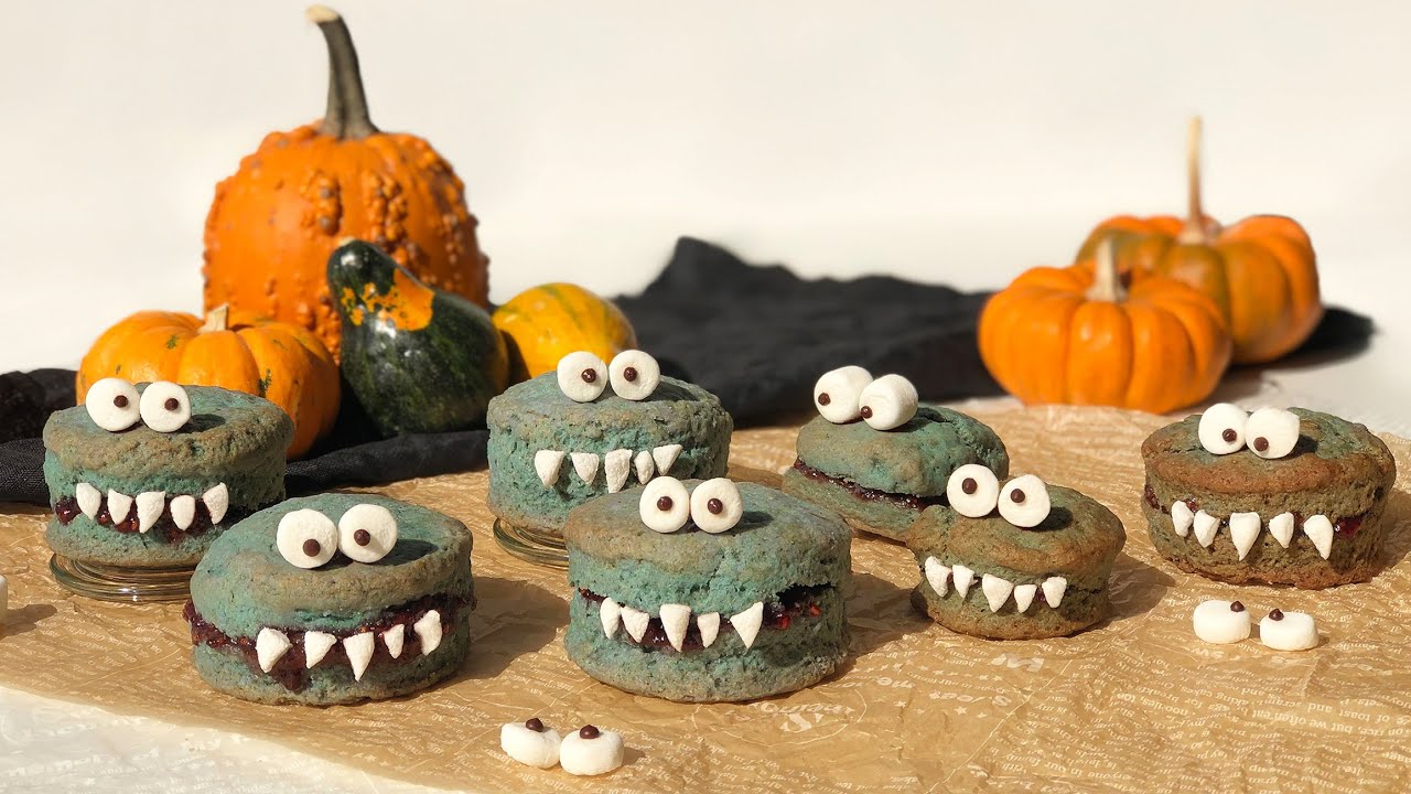 {Halloween Baking} Perfect Flaky Monster Scone Recipe | {할로윈 베이킹} 생크림 ...