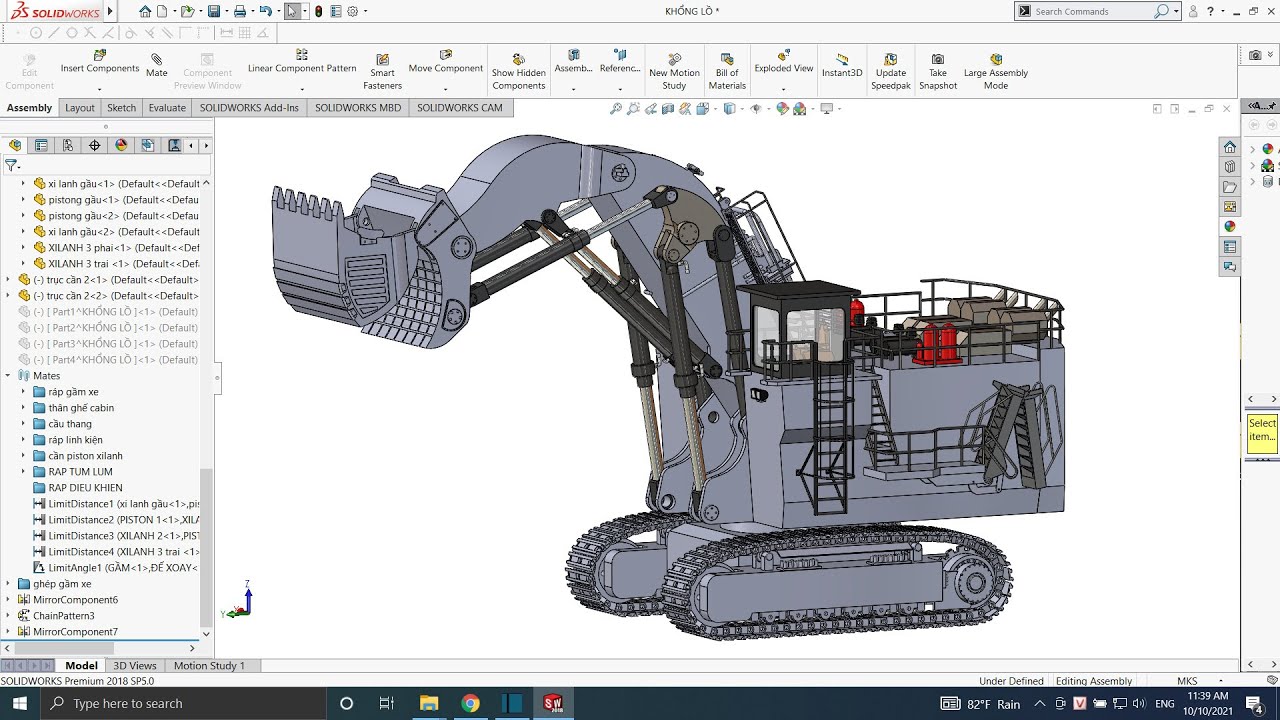 MÔ PHỎNG CHUYỂN ĐỘNG XE MÁY XÚC (CẦN CẨU) SOLIDWORKS - EXCAVATOR MOTION ...
