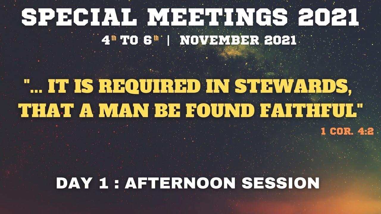 Special Meetings | Afternoon Session | 4 Nov 2021 | Bangalore - YouTube