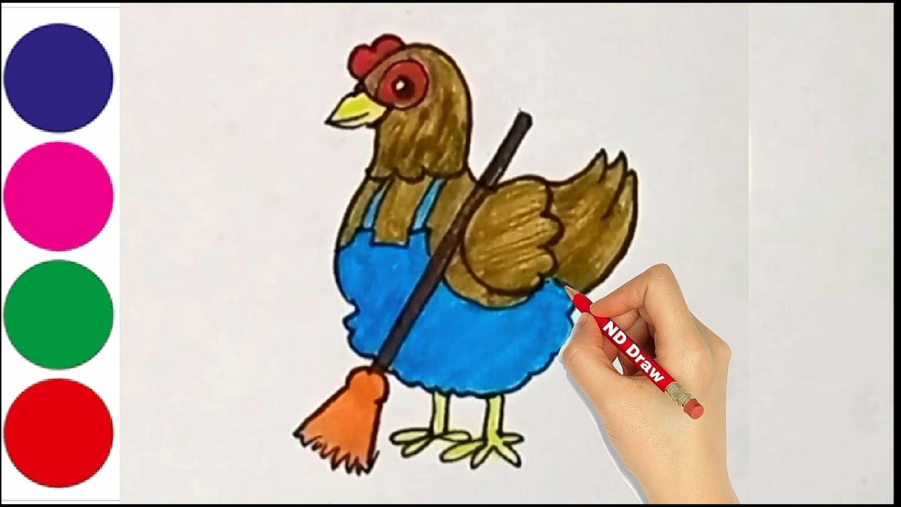 How to draw a HEN step by step || Easy drawing HEN || coloring hen ...