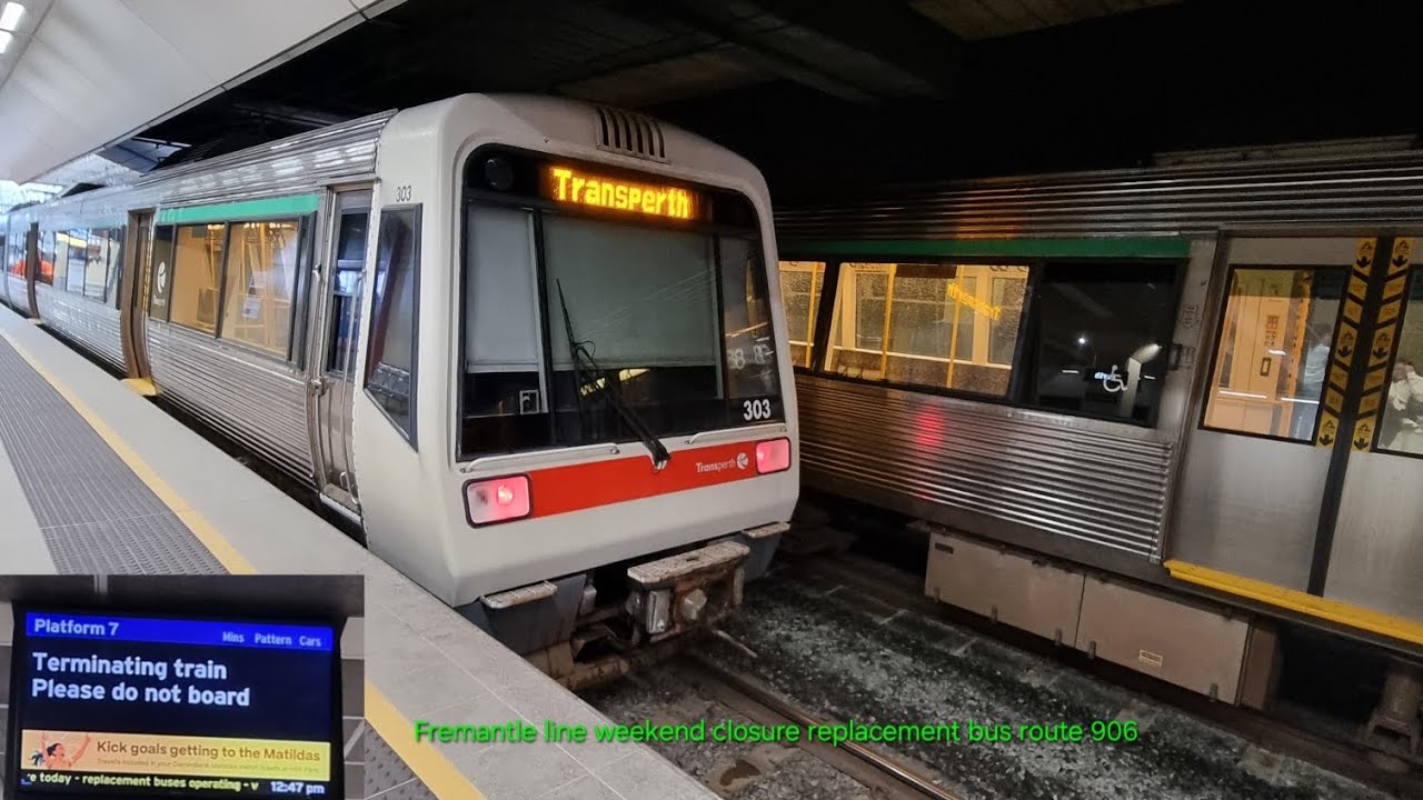 Fremantle line weekend closure train replacement bus route 906 - YouTube