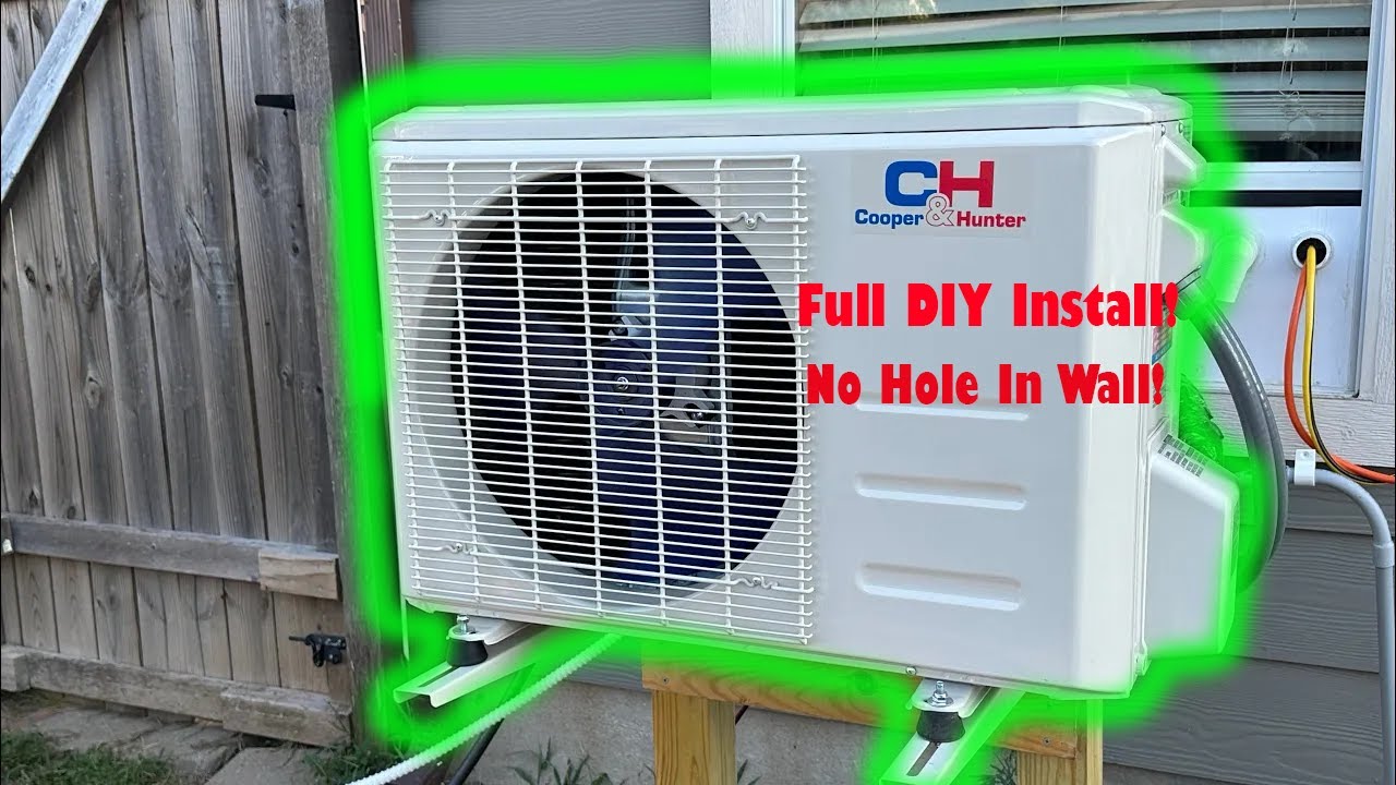 No Hole In Wall Mini-split Air Conditioner FULL Install - YouTube