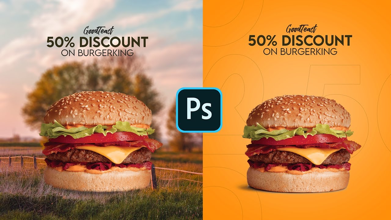 How To Make Creative Food AD Design In Photoshop | Burger AD Design ...