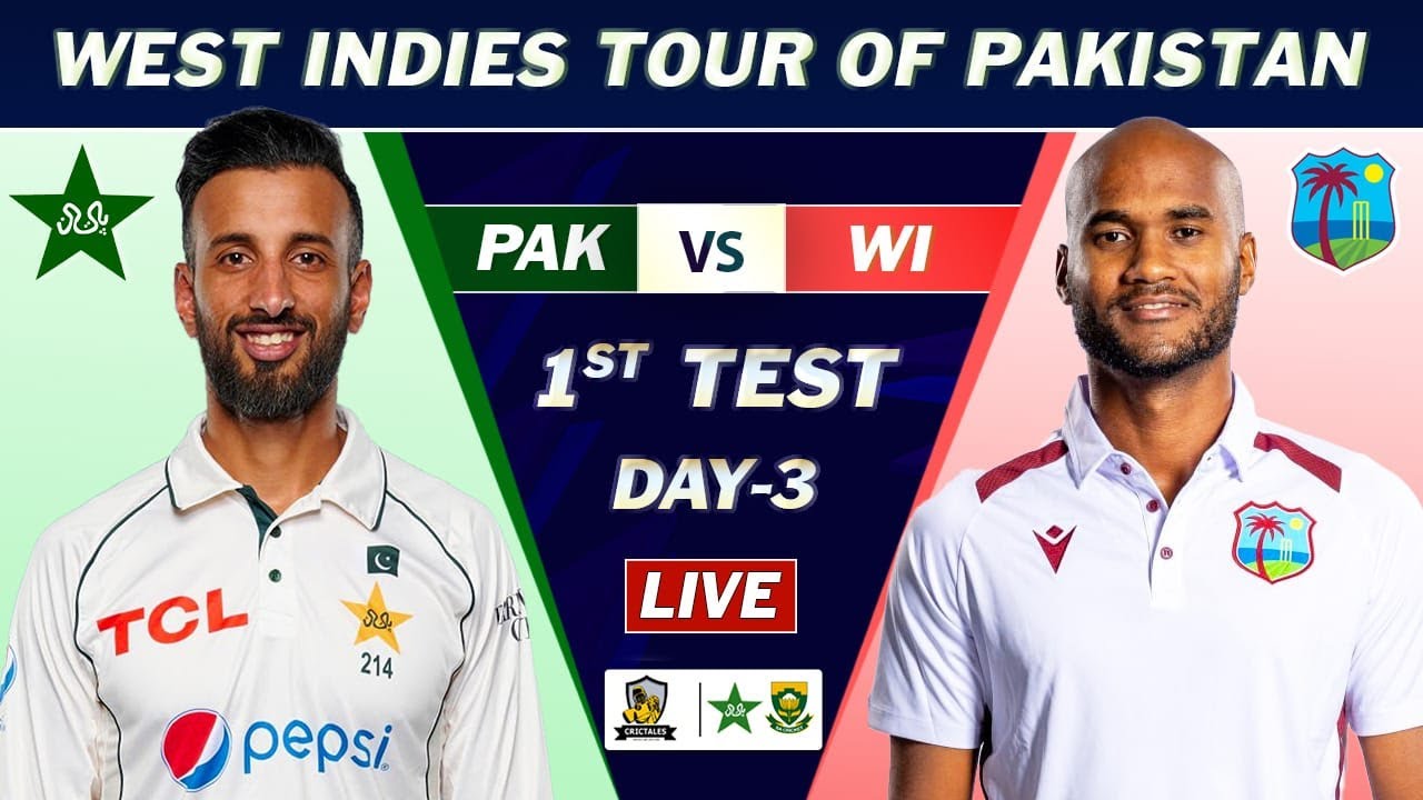 PAKISTAN vs WEST INDIES 1st TEST Match LIVE | PAK vs WI TEST MATCH LIVE ...