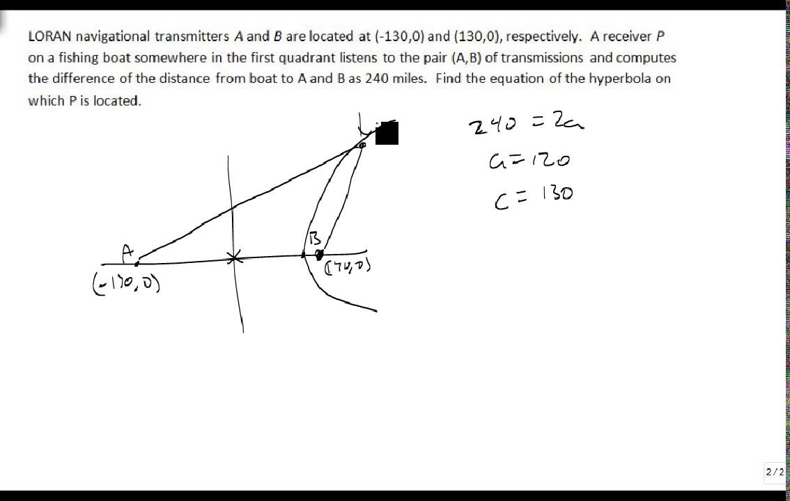 Applied problems using hyperbolas - YouTube