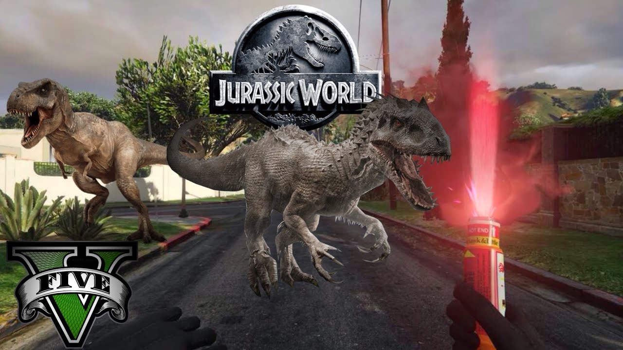 GTA V Jurassic World - T-Rex Attack - YouTube
