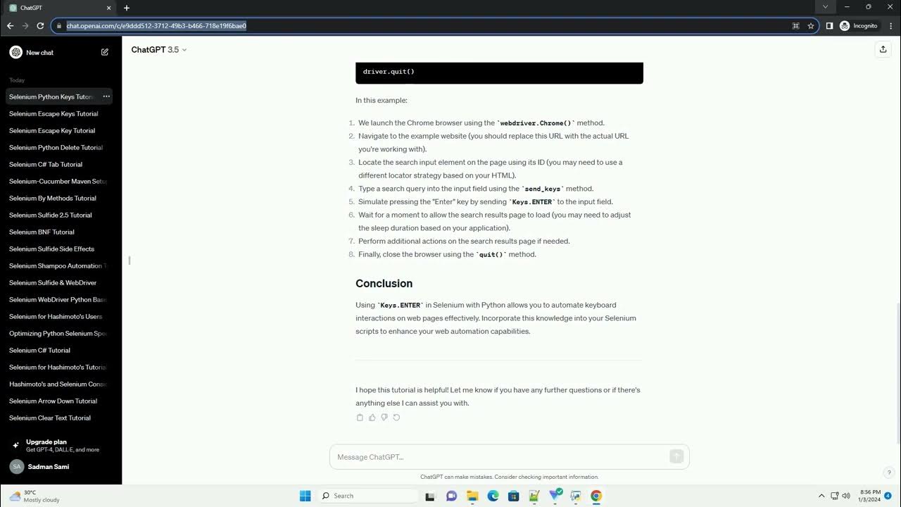 keys enter selenium python - YouTube