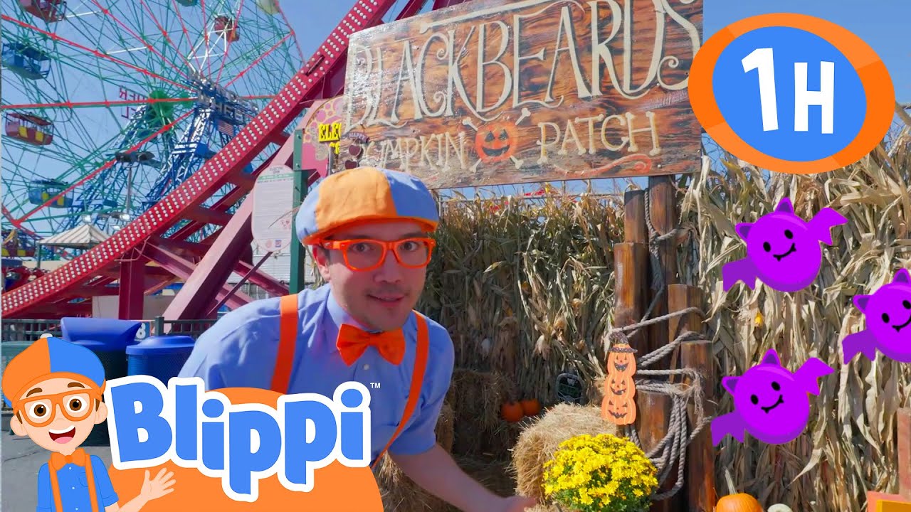 Pumpkin Rollercoaster Park | Blippi Halloween Cartoons | Moonbug ...