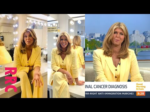 Kate Garraway @cleavage in corn yellow suit on two different days