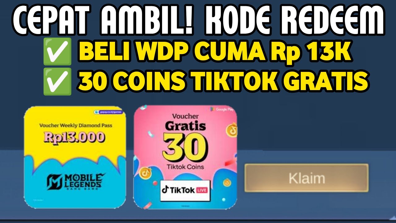 CEPAT AMBIL! KODE REDEEM BELI WDP Rp 13K dan 30 COINS TIKTOK GRATIS ...