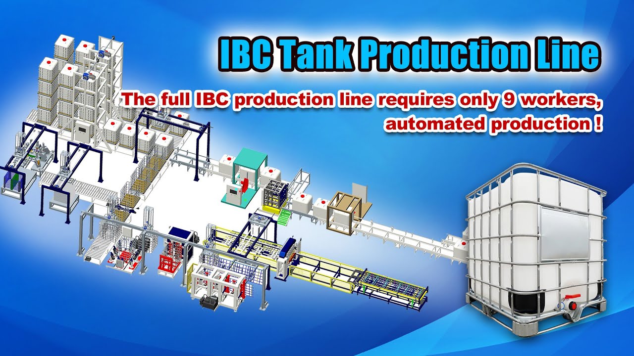 IBC full production line IBC tank blow molding machine 1000 liter - YouTube