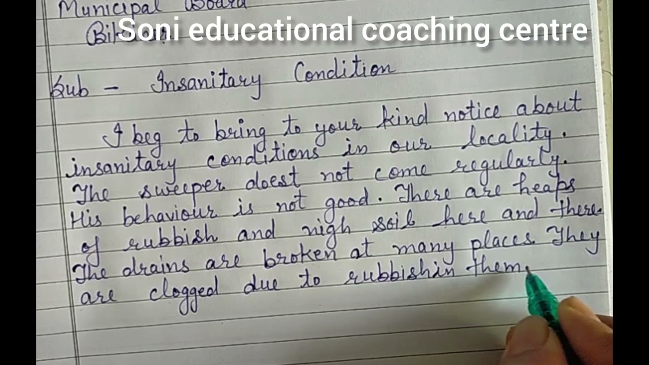 complaint about Insanitary Conditions,Formal letter,English grammar by ...