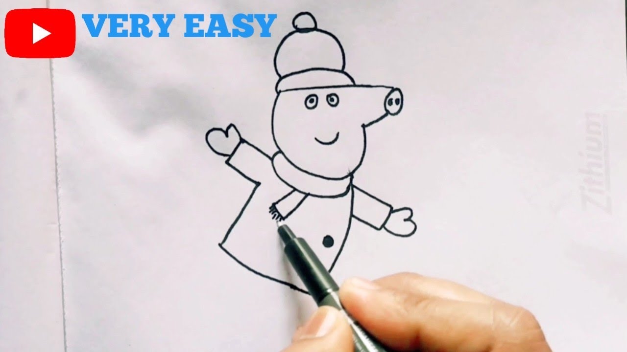Easy pepa Pig drawing / pepa Pig drawing for beginners / Pappa Pig ...