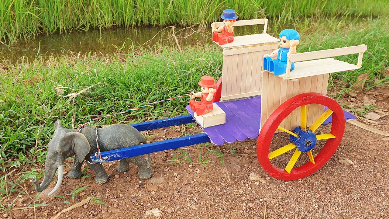 Amazing DIY Woodworking Ideas - Making Elephant Cart From Wood Sticks ...