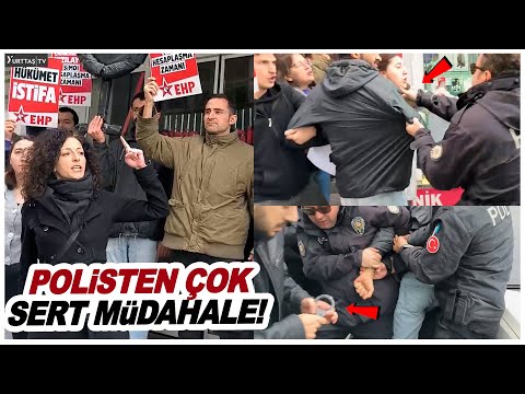 Emekçi Hareket Partisi Kızılay önünde açıklama yaptı polis çok sert müdahale etti!