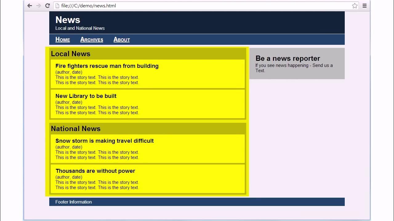 HTML5 Tutorial For Beginners - 6 of 6 - CSS Page Layout - YouTube